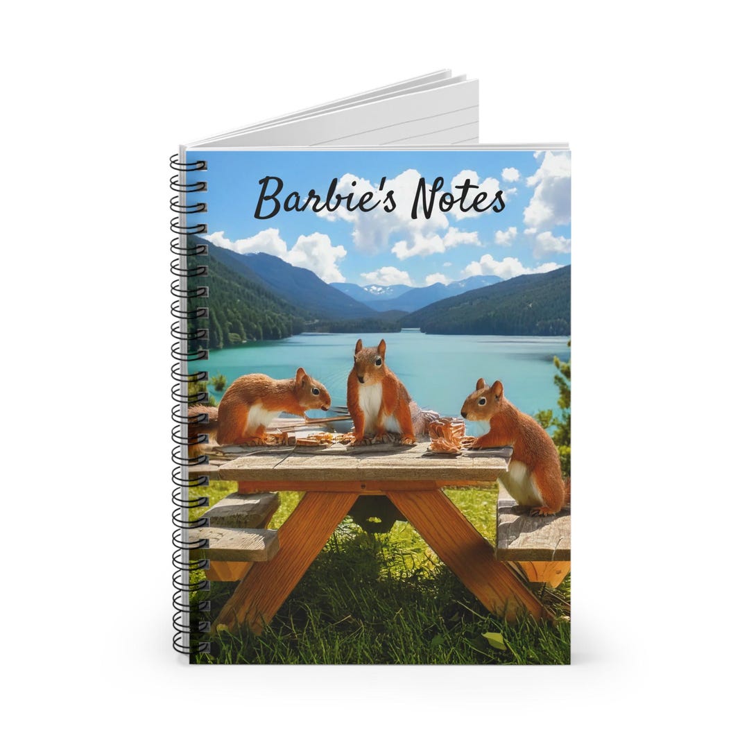 Squirrels on Picnic Table Spiral Notebook - Personalized Journal for ...