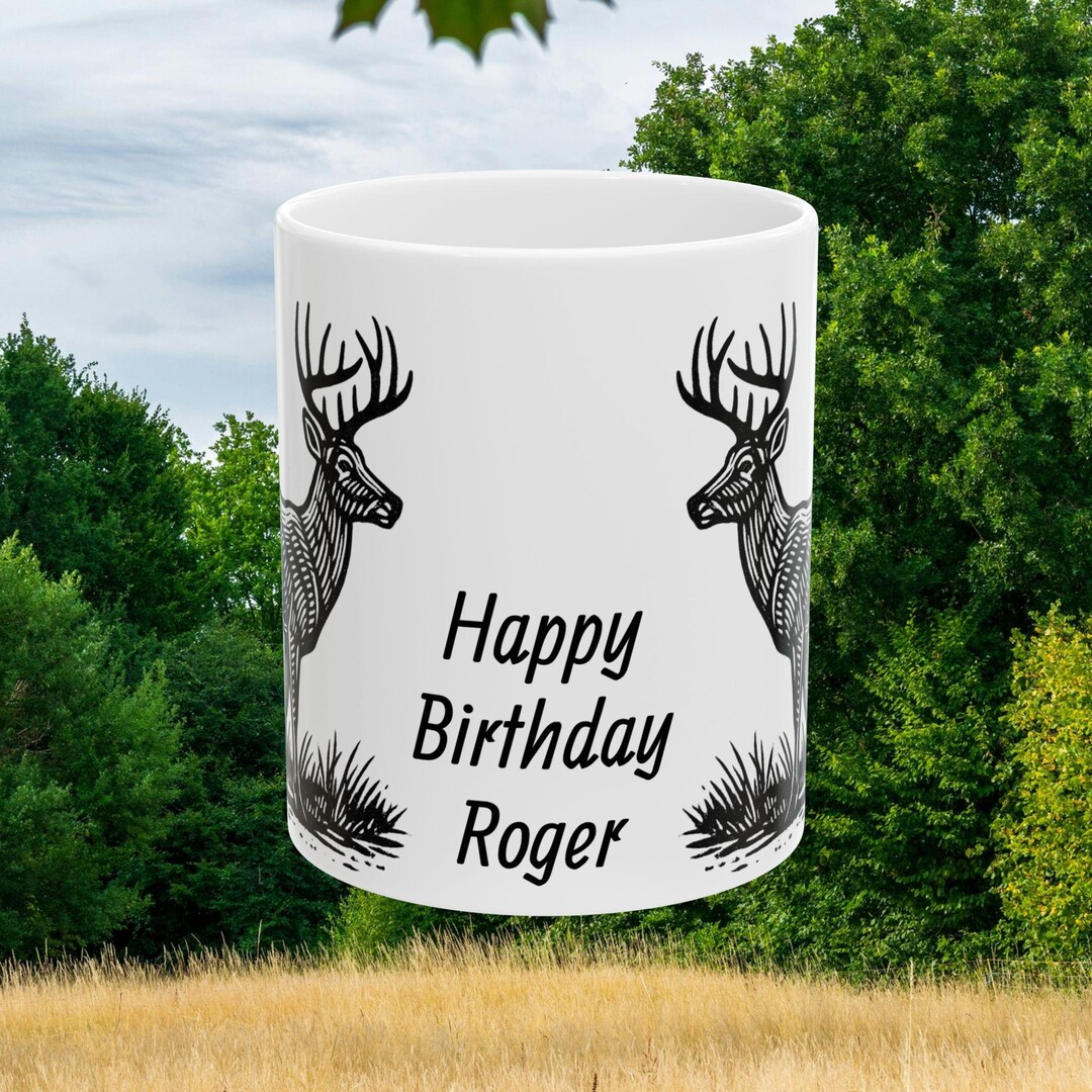 Personalized Deer Buck Linocut Mug: Rustic Hunting Cabin Gift - Etsy