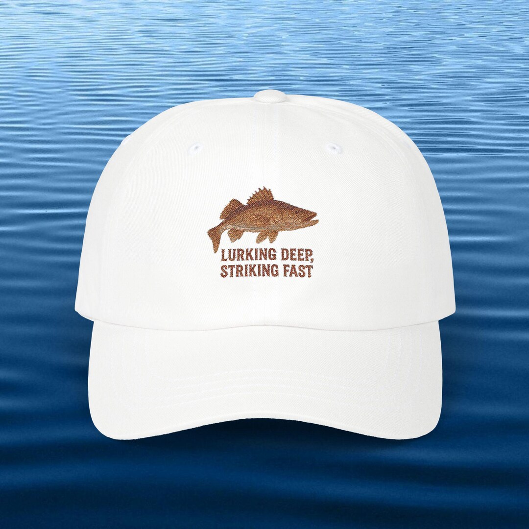 Walleye Lurking Deep Striking Fast Fish Embroidered Cap, Fishing Hat ...