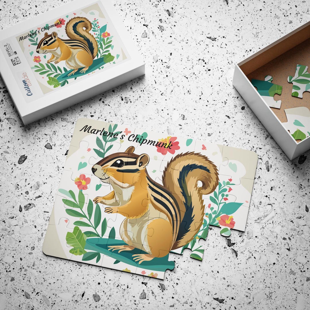 Personalized Chipmunk Puzzle, 30 Piece Educational Toy, Woodland Decor ...