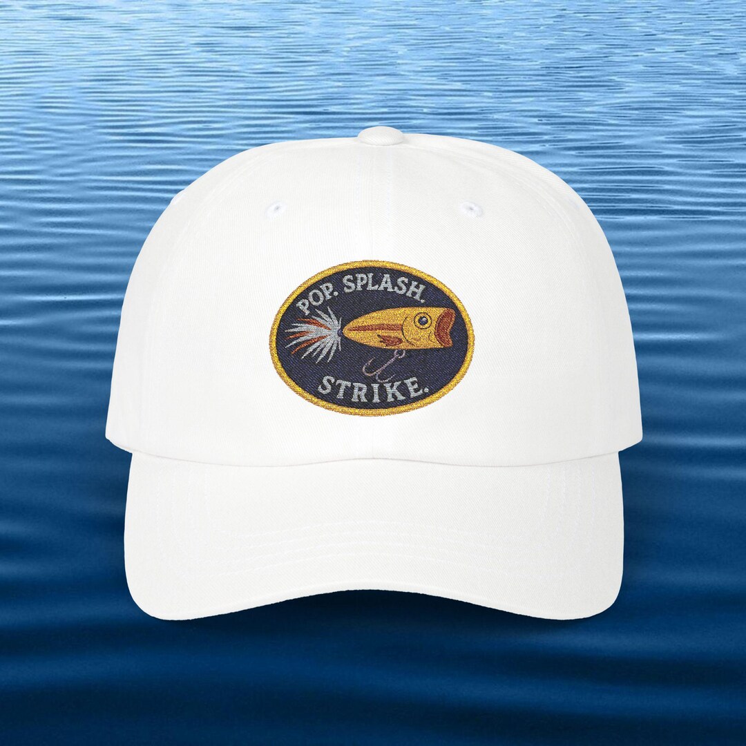 Pop Splash Strike Lure Embroidered Cap, Fishing Dad Hat, Topwater Lure ...