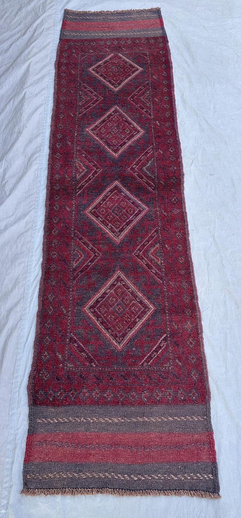 Good Price, 2x8 Red Charcoal Vintage Mishwani Runner Rug Nomadic Tribal ...