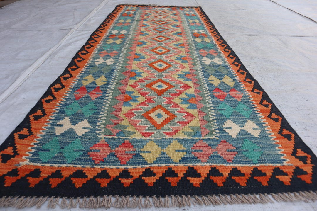 3 X 7 Ft Afghan Handwoven Modern Flat Weave Runner Kilim – One-of-a ...