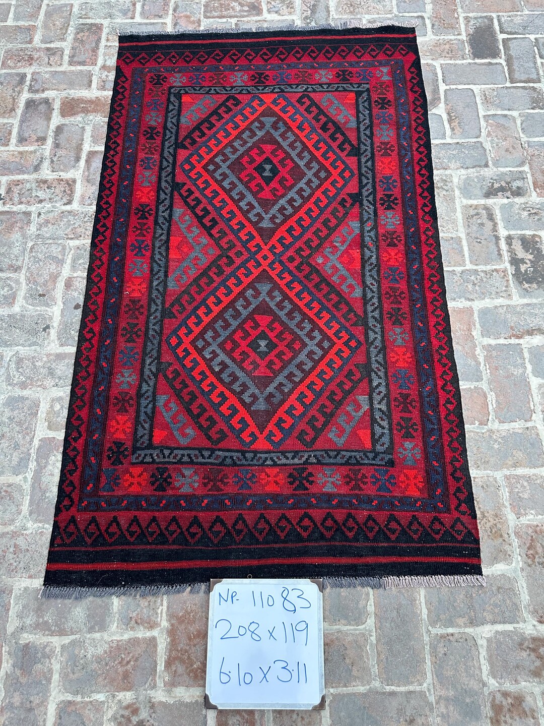Handwoven Afghan Kilim Rug - 3.11 X 6.10 Ft, Vintage Maimana Chobi ...