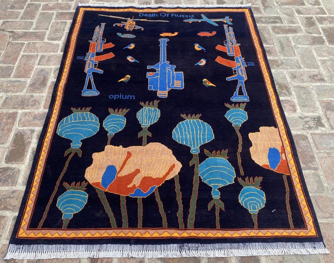 Best Price, 200 X 150 Cm Afghan Natural Dyed Pictorial War Rug, Hand ...