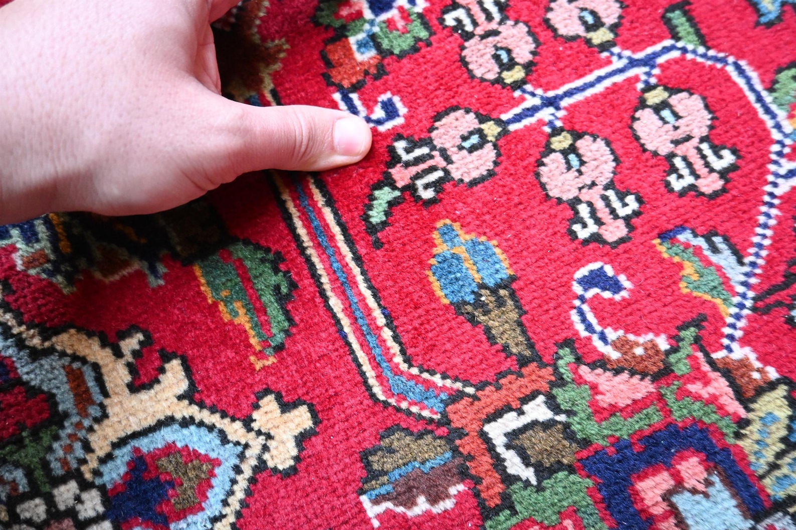 Alfombra persa tradicional tribal de lana hilada a mano, con diseño ...