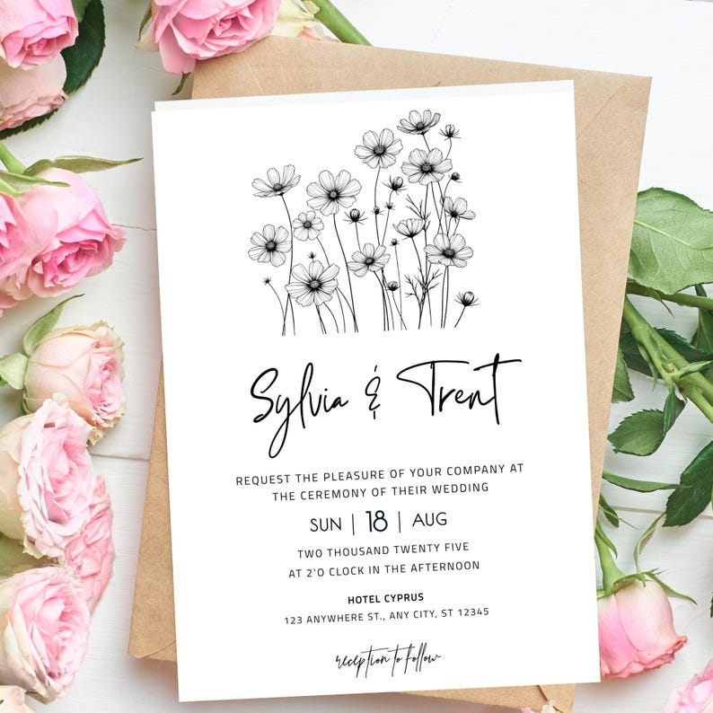 Cosmos Flower Line Art Clipart: Wildflower SVG Bundle (digital Download ...