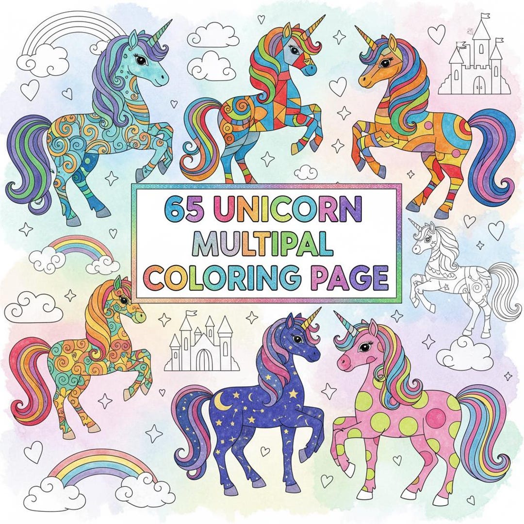 Easy Unicorn Coloring Pages | Simple Bold Printable Coloring Book for ...