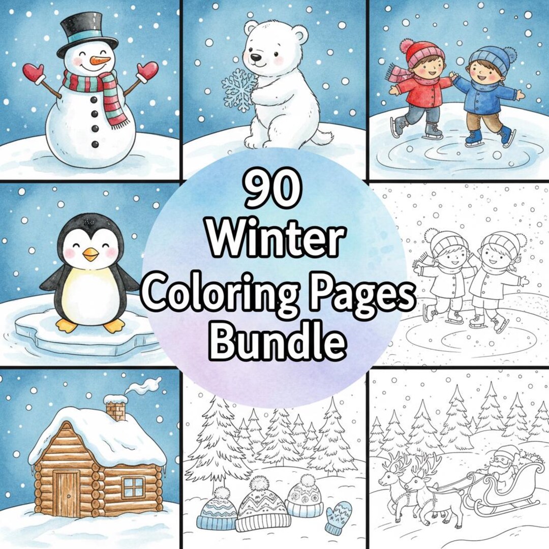 Winter Coloring Pages for Kids | Printable Book | Holiday Coloring ...