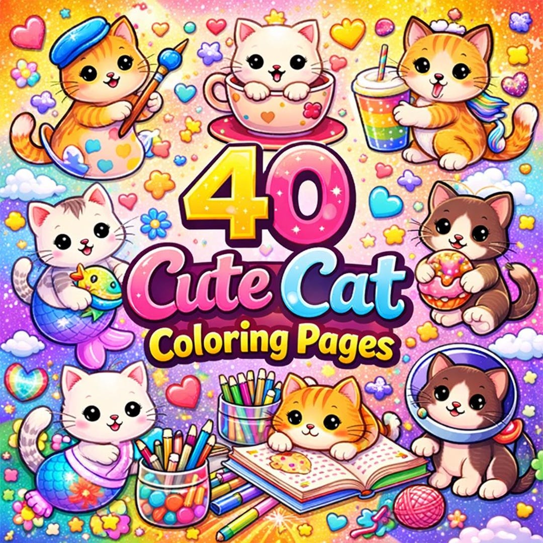 Bold and Easy Coloring Book, Cute Cozy Cat's Life Coloring Pages, Comfy ...