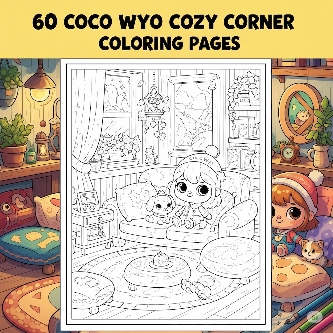 Cozy Corner Coloring Book – 48 Printable Pages for Kids & Adults | A4 ...
