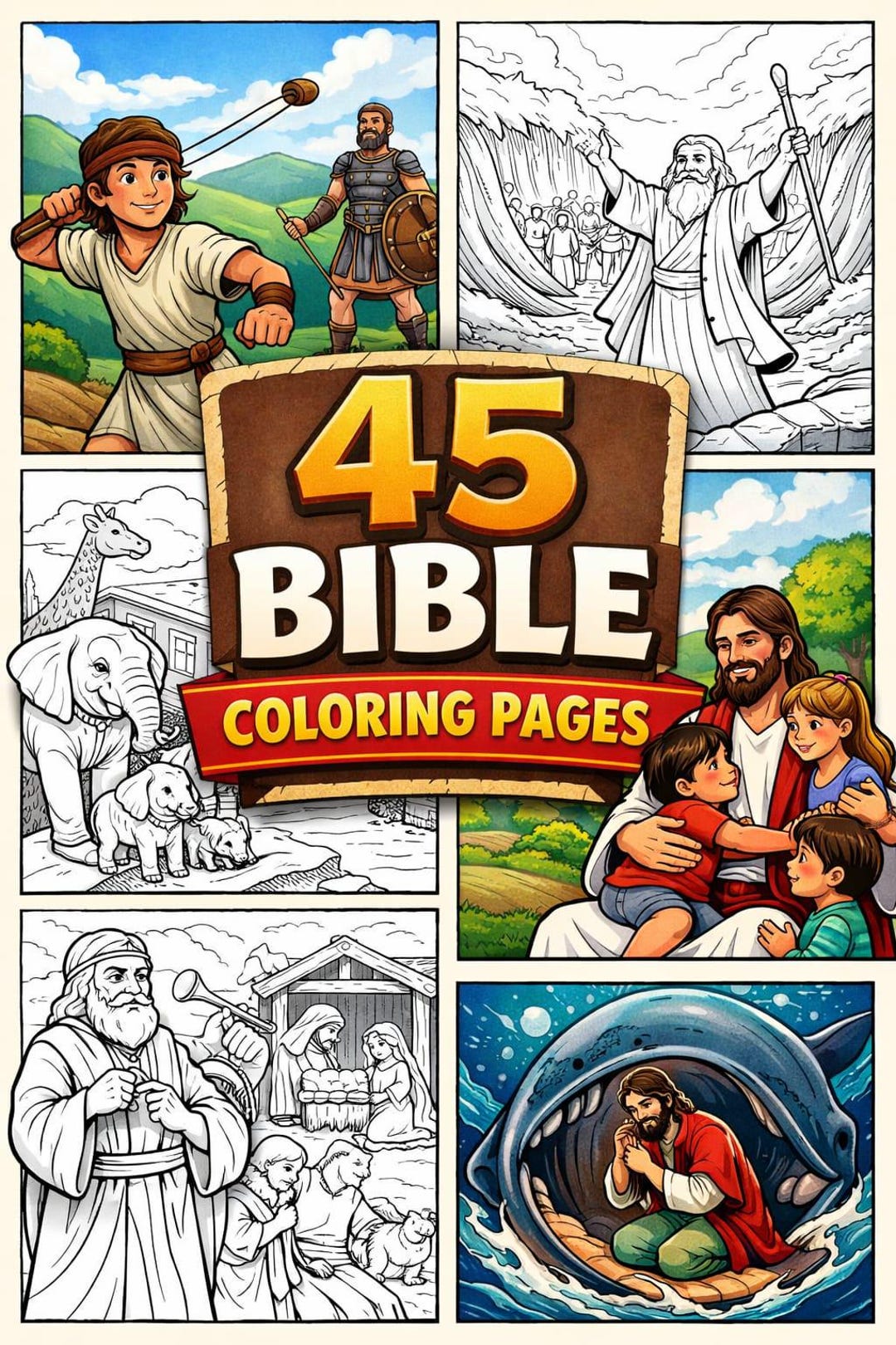 45 Bible Coloring Pages Bundle – Christian Kids Printable Coloring Book ...
