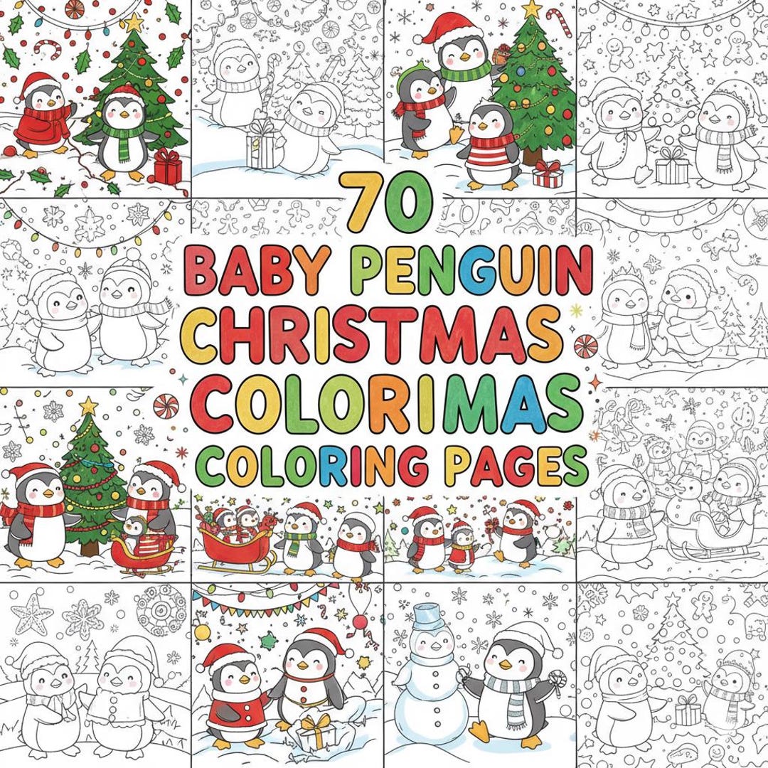 Penguin & Arctic Animal Coloring Pages | Christmas Winter Coloring Book ...