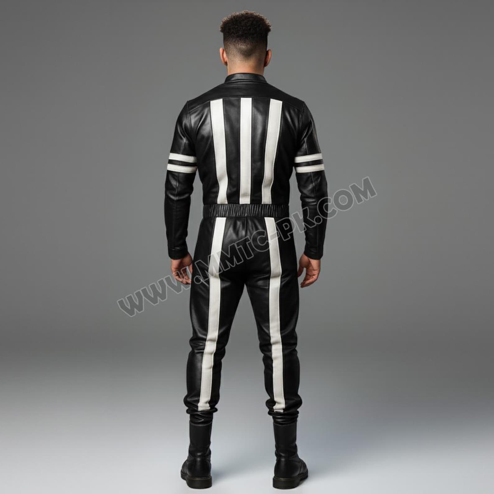 Men's Lamb Leather Jumpsuit: Biker Stripe Romper Suit - Etsy