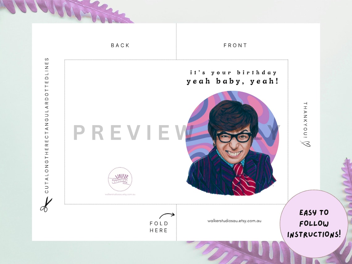 Yeah Baby Yeah | Birthday Card | Austin Powers | DIGITAL DOWNLOAD - Etsy