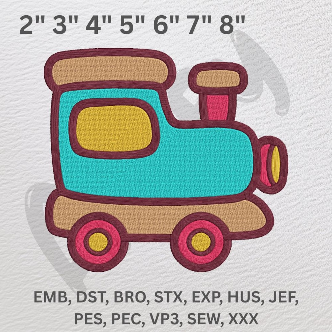 Cute Train Embroidery Design – Cartoon Locomotive for Kids – Digital ...