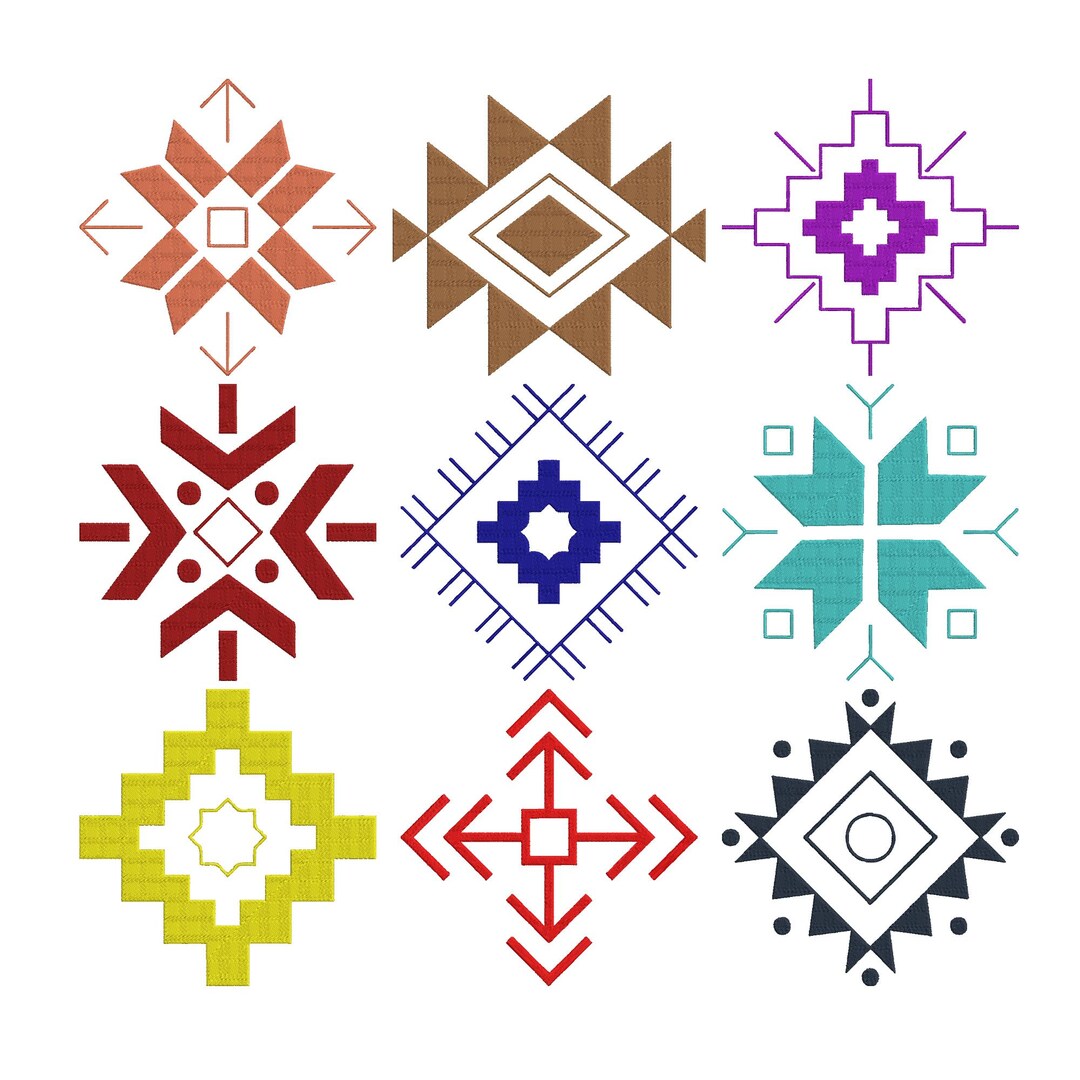 Aztec Tribal Embroidery Design Bundle, Geometric Native Bohol Machine ...