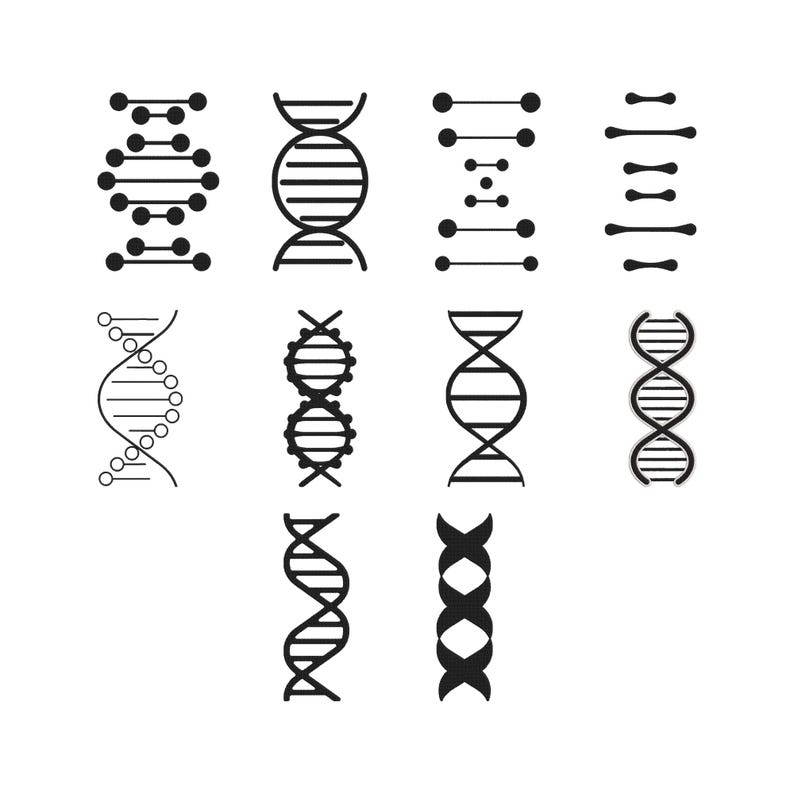 DNA Embroidery Design, DNA Machine Embroidery File, 10 Design, 6 Size ...