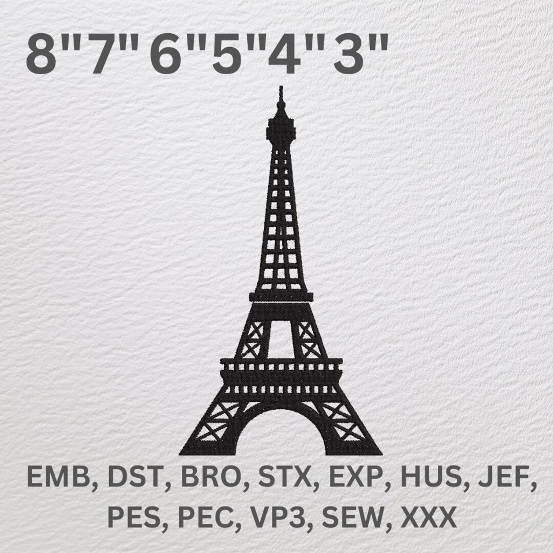 Eiffel Tower Embroidery Design, Paris Landmark Machine Embroidery File ...