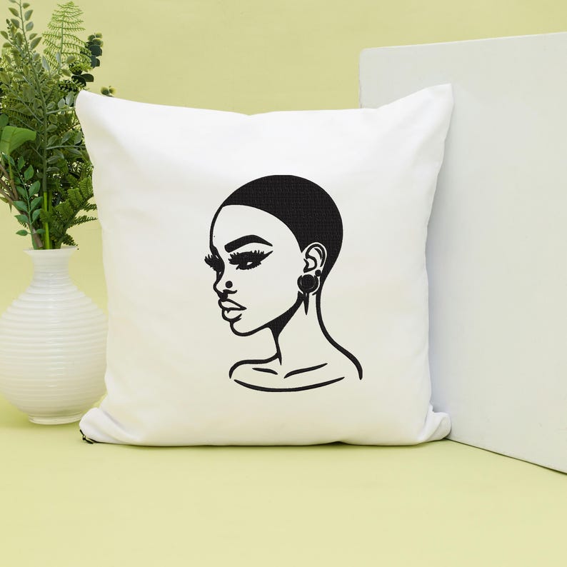 Black Woman Portrait Machine Embroidery Bundle, Set of 6 Afro Female ...