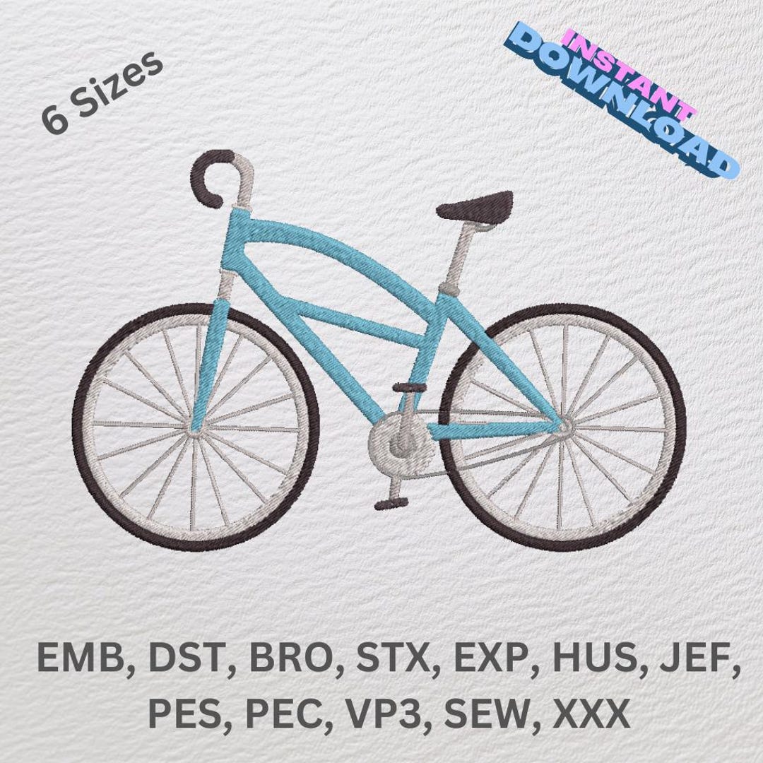 Blue Bicycle Embroidery Design, Machine Embroidery Design, Cycle ...