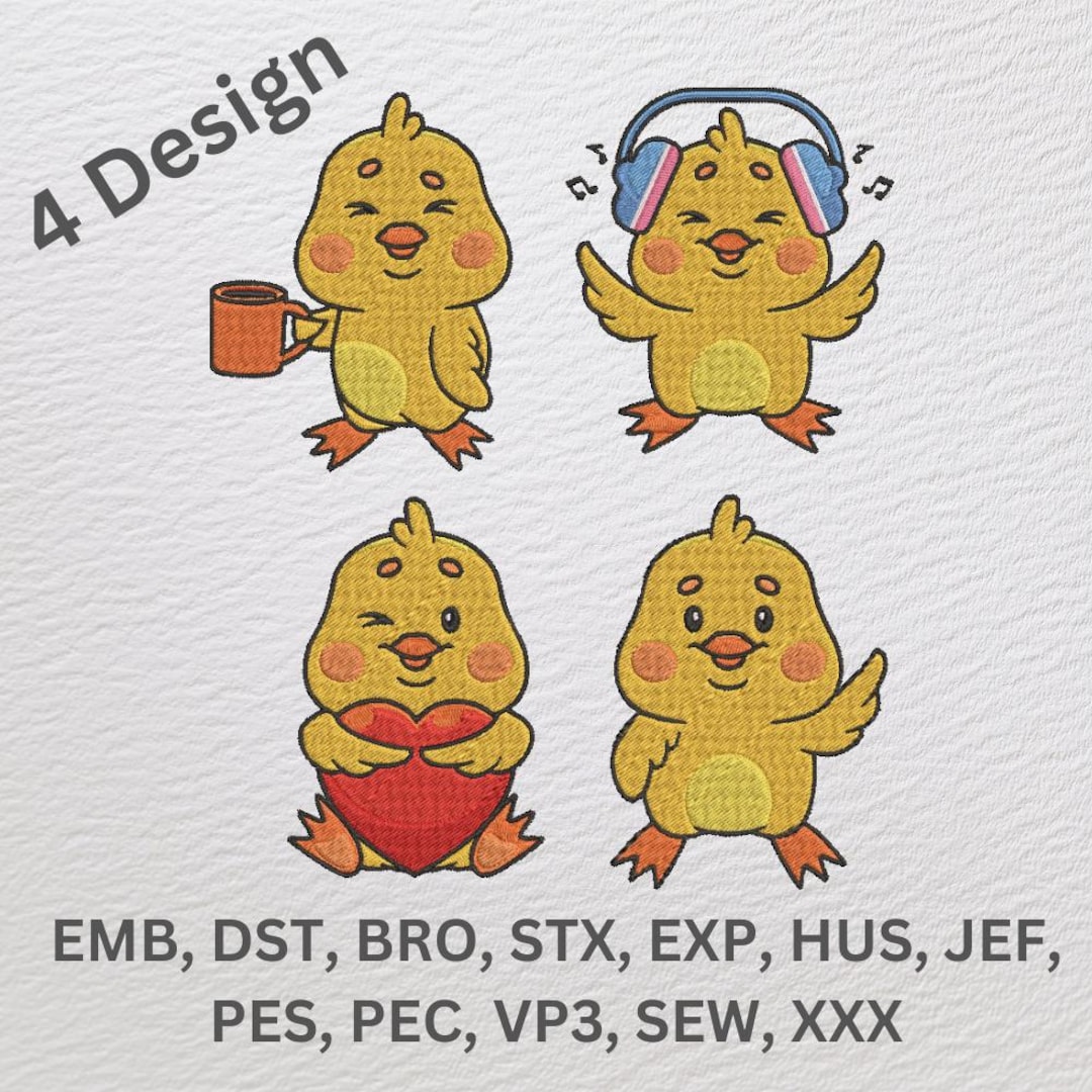 Cute Chick Embroidery Design Set – 4 Adorable Baby Chick Files ...