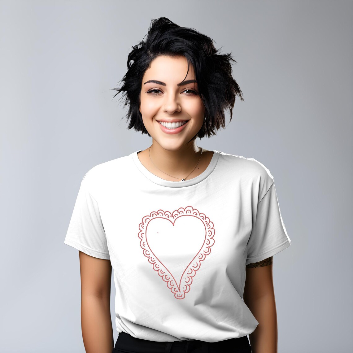Heart Embroidery Design, Hand Drawn Stitched Heart Machine Embroidery ...