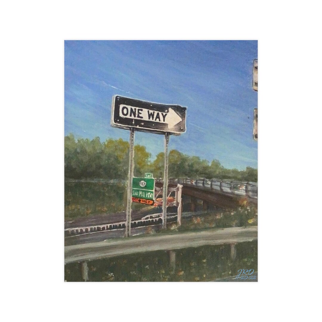 One Way Matte Poster, Vintage Road Sign Art, Home Decor for Travelers ...