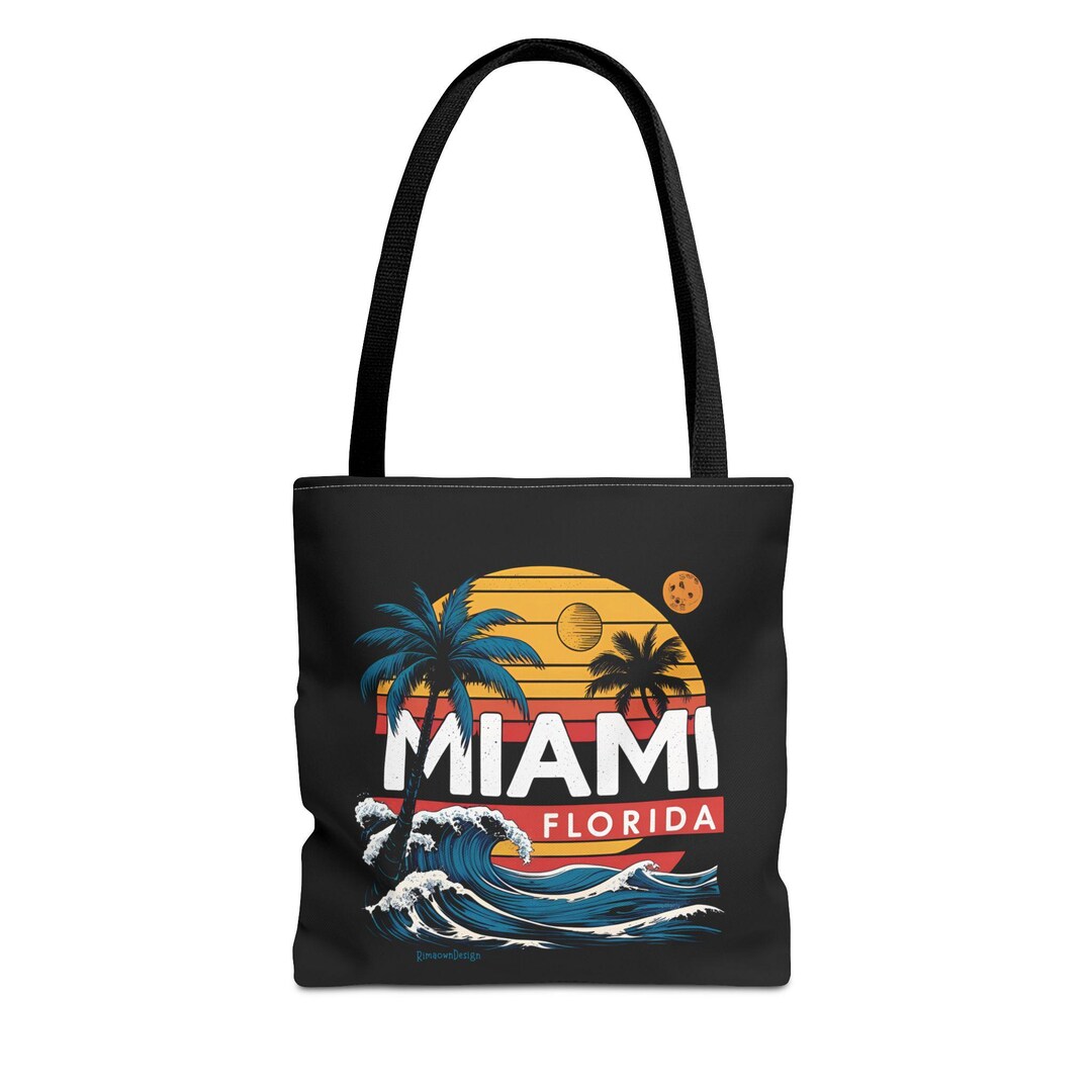 Miami Florida Tote Bag, Retro Sunset Beach Design - Etsy