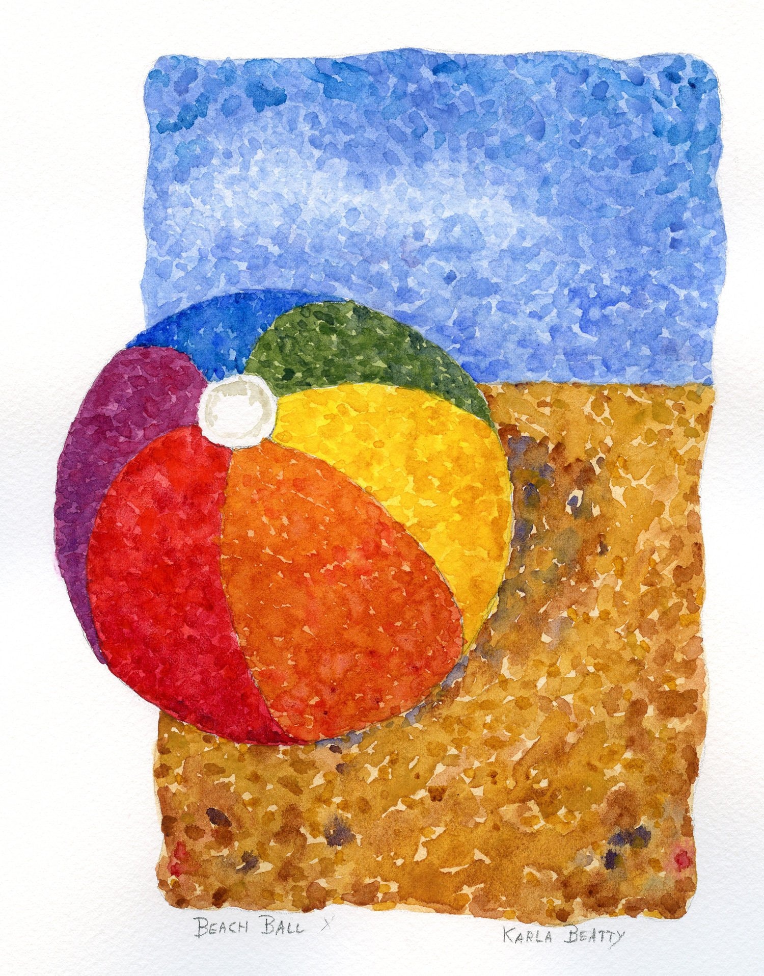 Beach Ball Expressive Watercolor Original ~ Rainbow Color Beach Ball ...