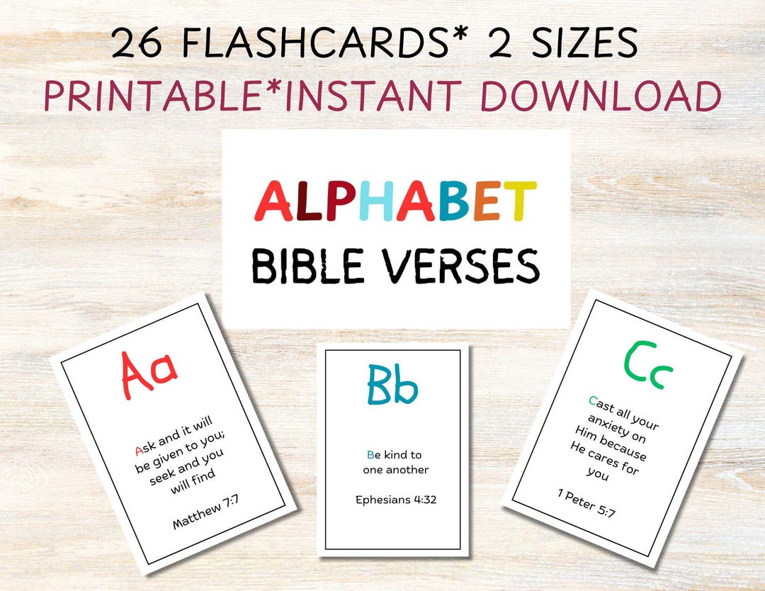 ABC Bible Verse Flashcards: Christian Homeschool (digital Download) - Etsy