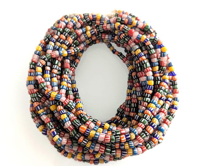 Java Trade Beads Striped Glass Beads 4 - 6mm Dark Mixed Colors. Sold ...