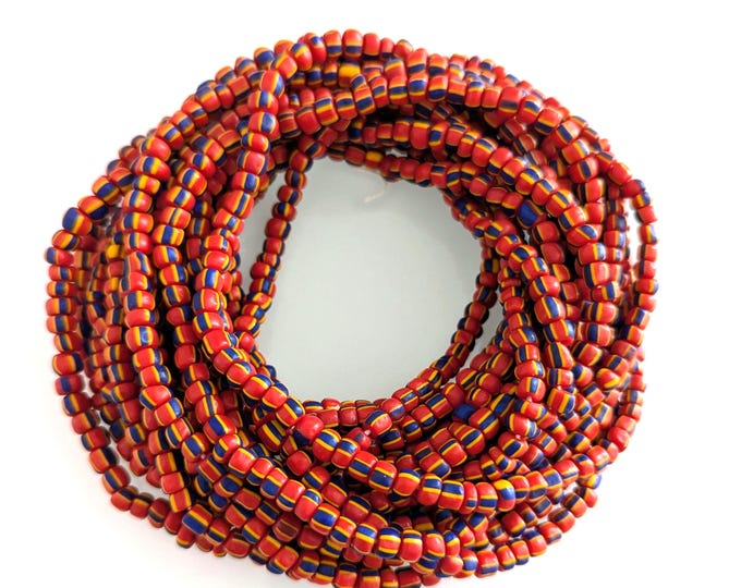 Java Trade Beads Striped Glass Beads 4 - 6mm Red Mixed Colors. Sold per ...
