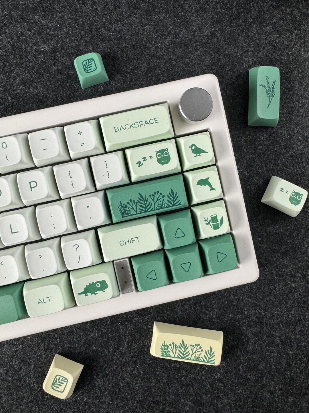 144pcs Plant Theme Key Cap Set, Green PBT Key Cap, Personalized Key Cap ...