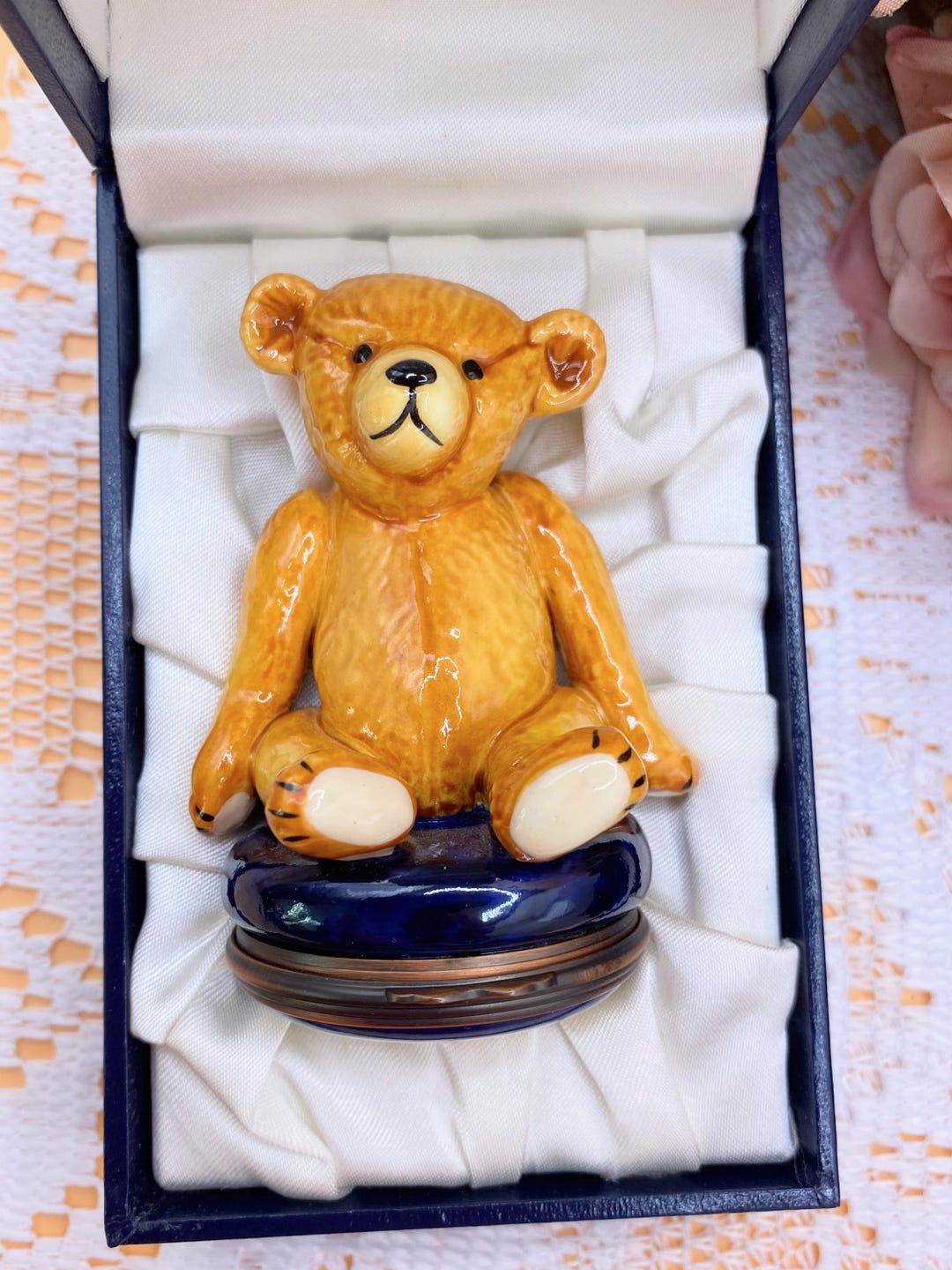 Halcyon Days Teddy Bear Bonbonniere: Vintage Smithsonian Enamel Trinket ...
