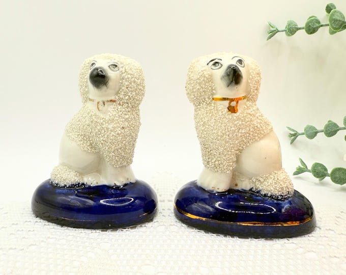 Antique Staffordshire Confetti Poodles: Victorian Cobalt Blue Mantle ...
