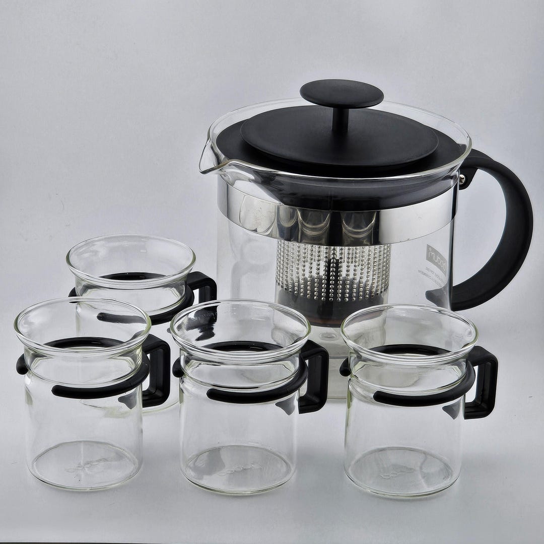 Vintage Bodum "captain Picard" Teacup Set (bistro), 4 Mugs W/teapot ...