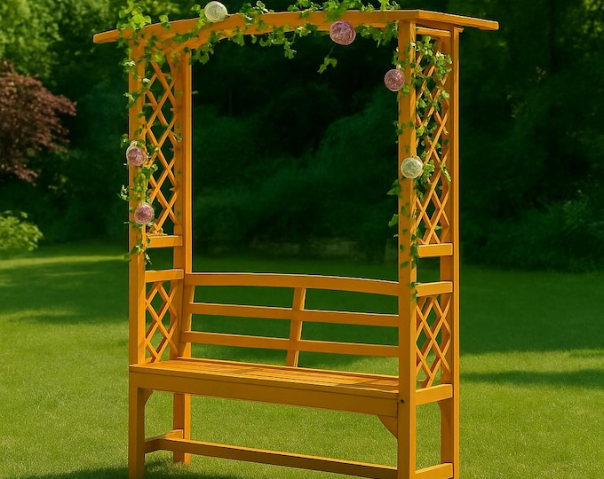 DIY Arbor Bench Plans Gazebo Seat Trellis Outdoor Wood Lattice ...