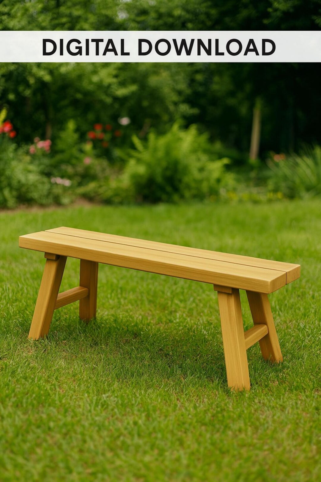 DIY Garden Bench Plans PDF – Build a 4.5 Ft Outdoor Wooden Bench (step ...