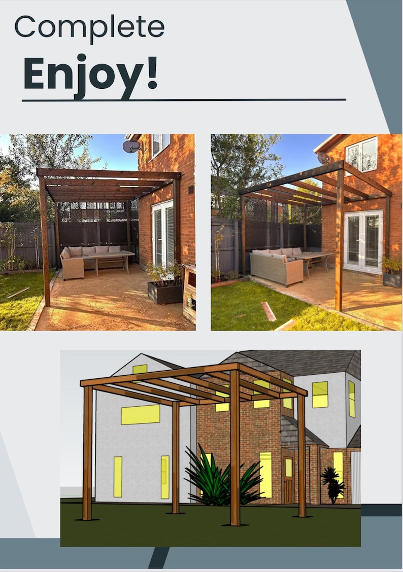 Pergola DIY Plan – 3m X 3m Timber Frame for Patio or Garden Shade - Etsy