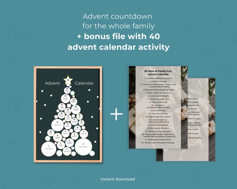 Christian Advent Calendar Kids Bible Verse Christmas Countdown Tree ...
