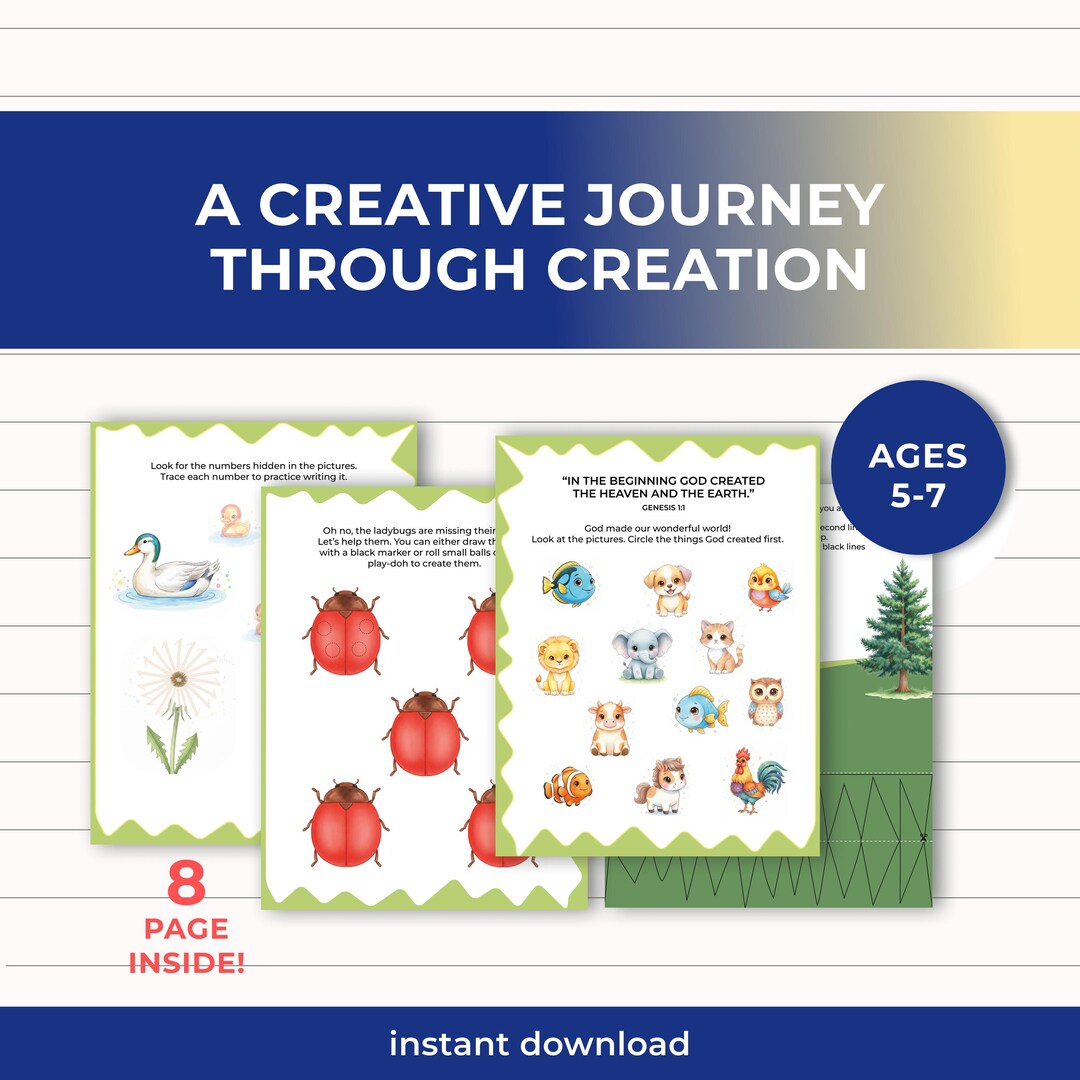 Printable Creation Story Activity Pack for Kids | Bible Lesson for ...