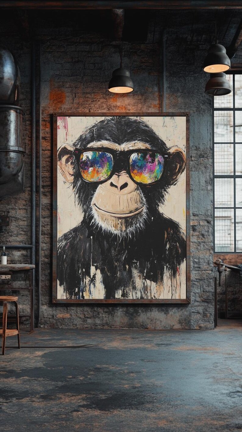 Cool Monkey Wall Art | Chimpanzee Canvas Print | Funky Animal Decor ...