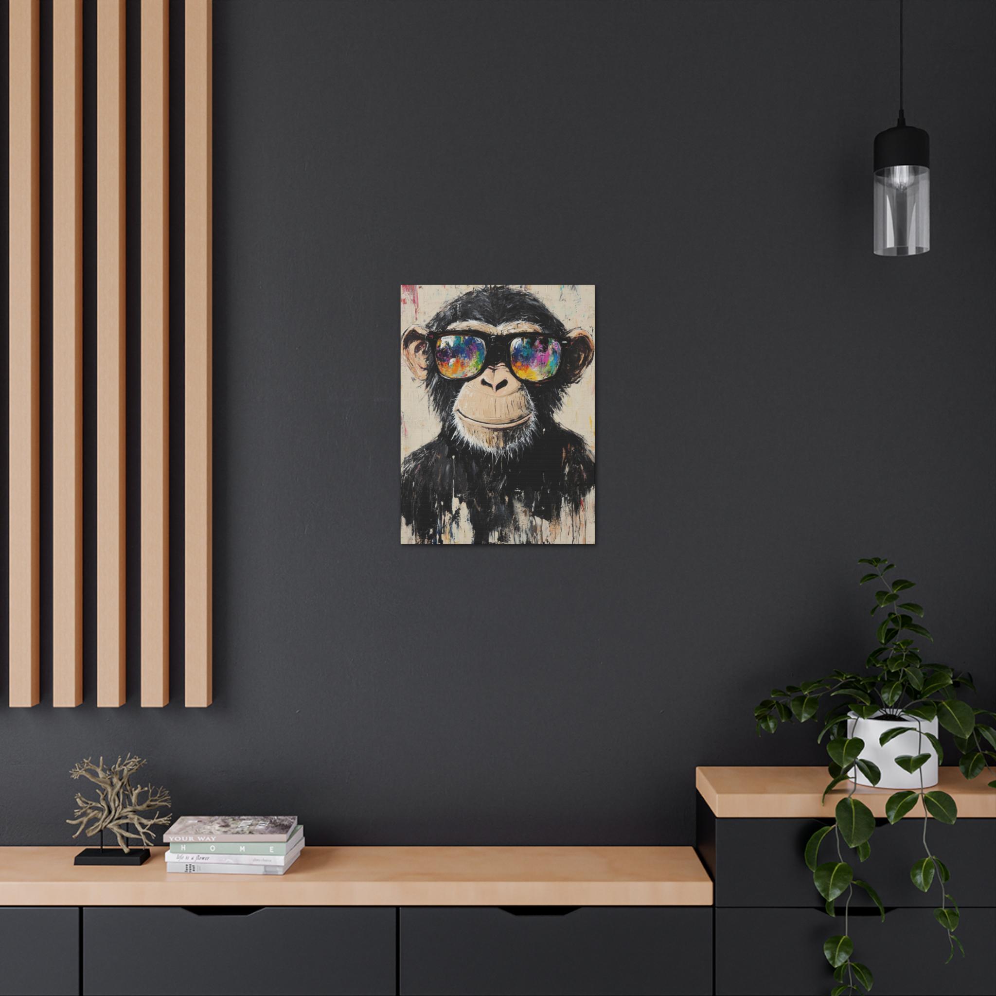 Cool Monkey Wall Art | Chimpanzee Canvas Print | Funky Animal Decor ...
