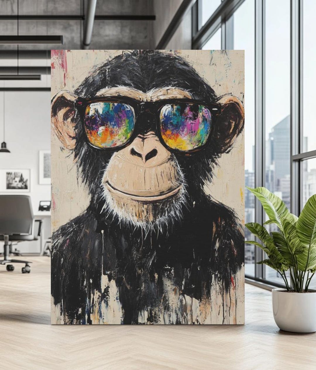Cool Monkey Wall Art | Chimpanzee Canvas Print | Funky Animal Decor ...