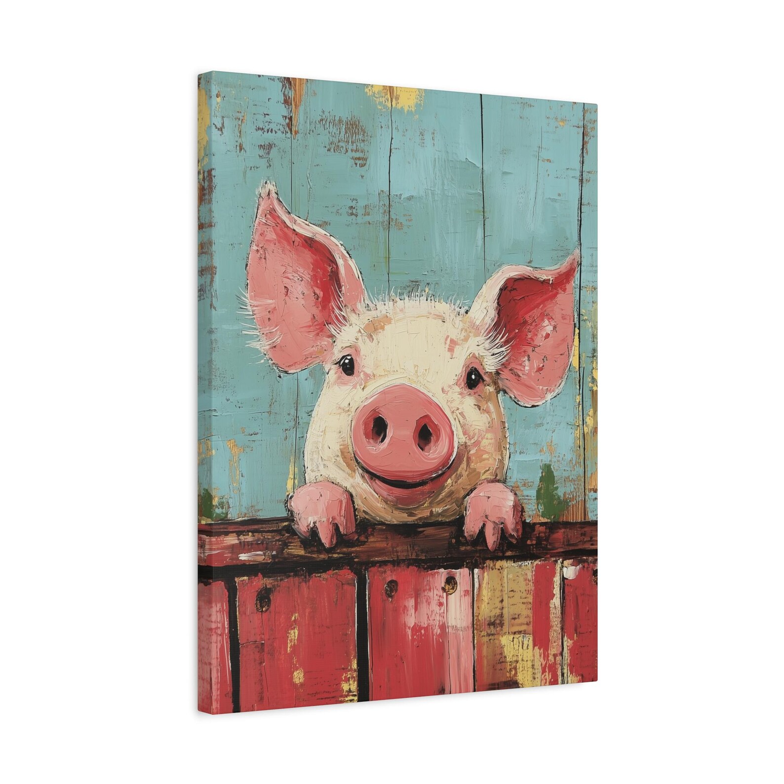 Rustic Pig Canvas Art | Farmhouse Animal Wall Decor | Pig Painting ...