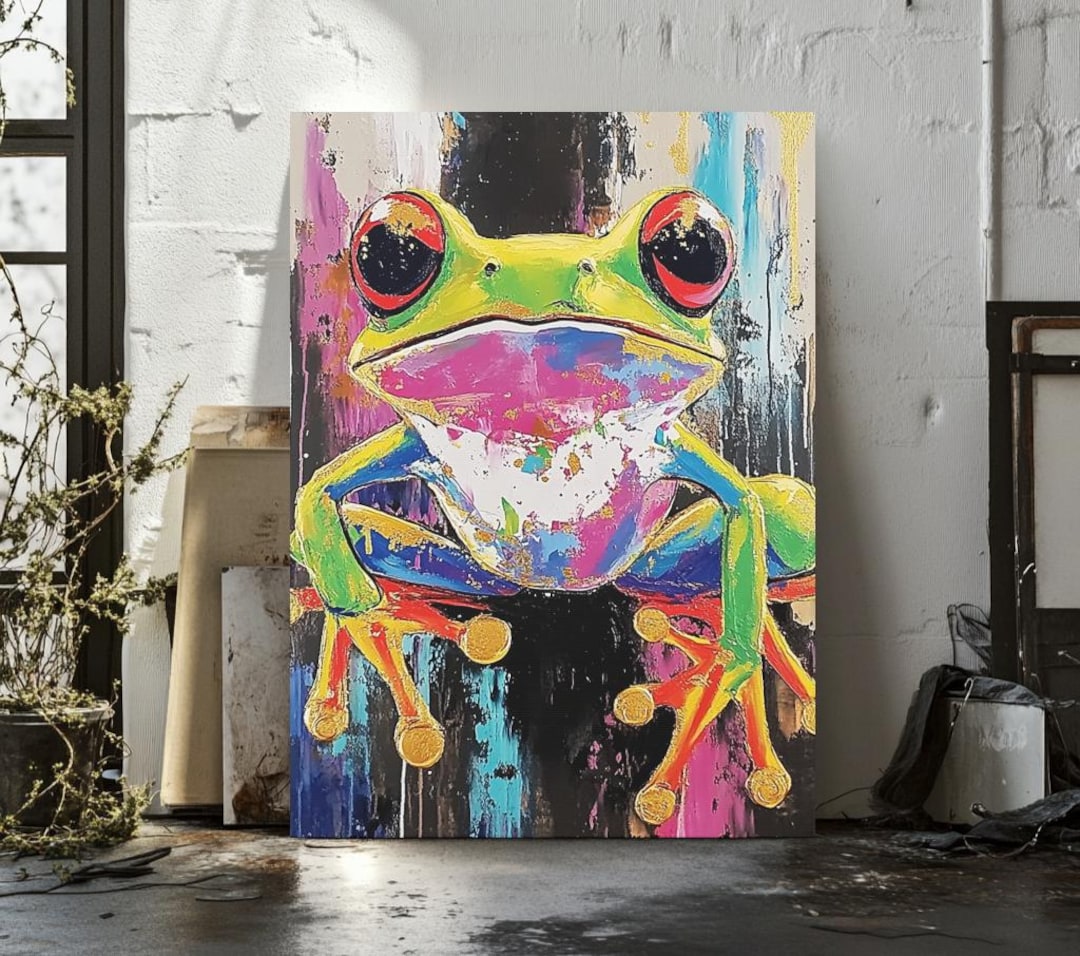 Frog Wall Art Canvas | Green Tree Frog Print Nursery or Living Room ...