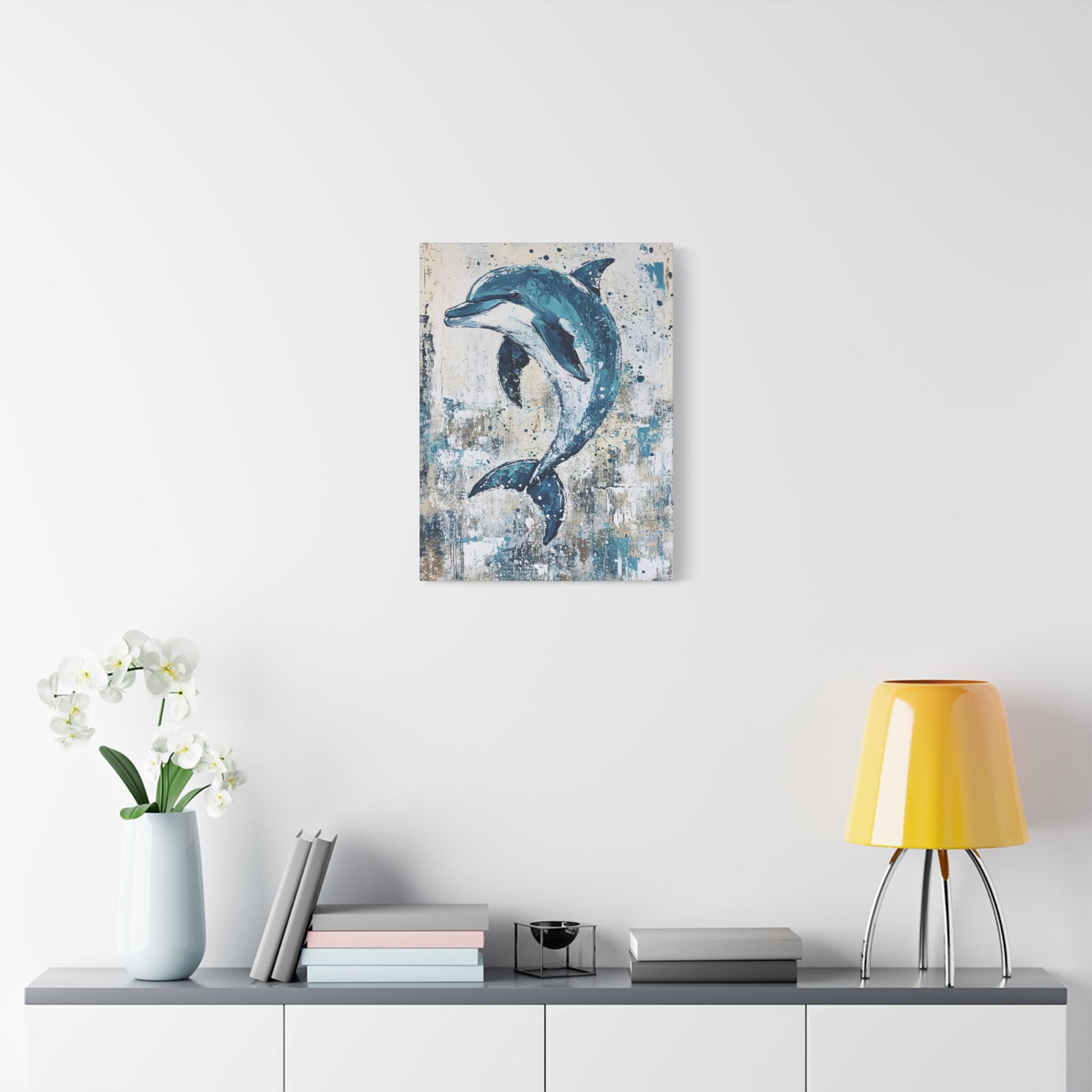 Ocean Dolphin Canvas Print | Playful Blue Sea Life Wall Art, Beach ...
