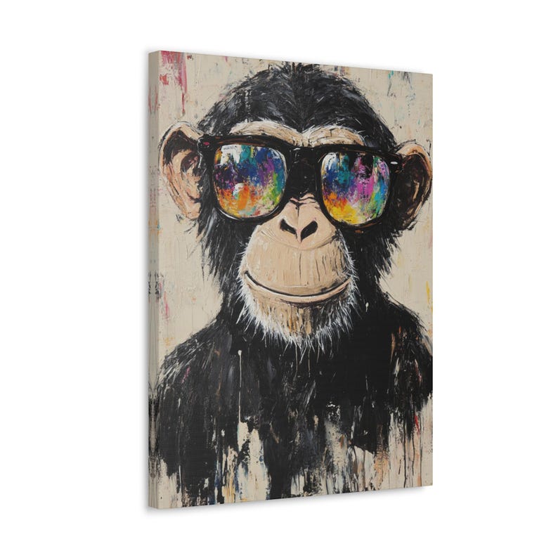 Cool Monkey Wall Art | Chimpanzee Canvas Print | Funky Animal Decor ...