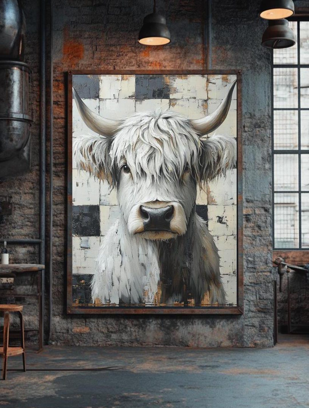 Highland Cow Canvas Wall Art | Farmhouse Animal Decor Print | Rustic ...